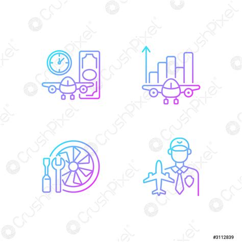 Aviation Gradient Linear Vector Icons Set Stock Vector 3112839 Crushpixel