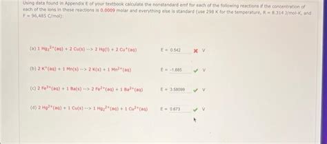 solved using data found in appendix e of your textbook