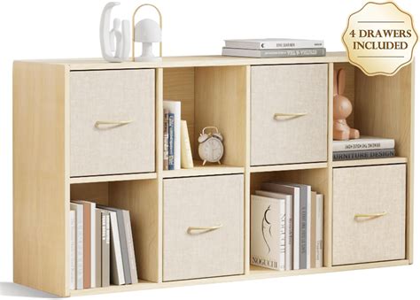 Ebern Designs 8 Cube Storage Organizer Solid Wood Bookshelf With 4