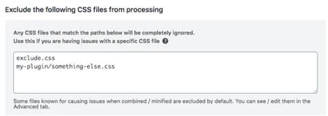 Exclude Individual CSS Files From Being Minified And Merged WP Optimize