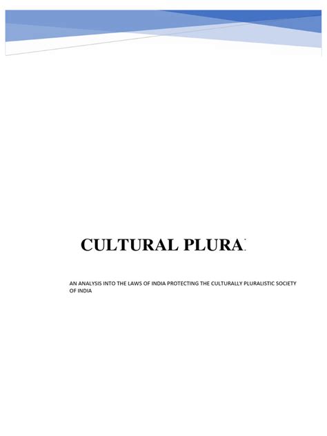 Cultural Pluralism In India Pdf Multiculturalism