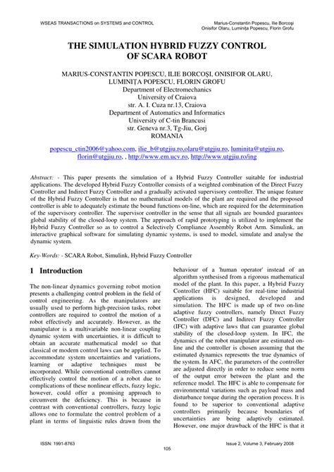 Pdf Simulation Hybrid Fuzzy Control Of Scara Robot