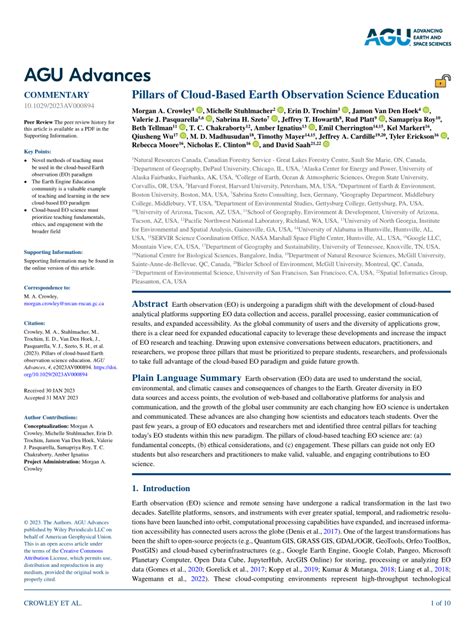 Pdf Pillars Of Cloud‐based Earth Observation Science Education