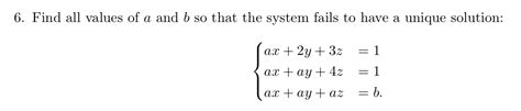 solved find all values of a and b ﻿so that the system fails