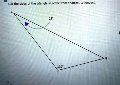 List The Sides Of The Triangle In Order From Shortest To Longest