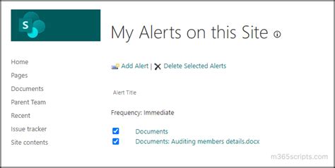How To Create SPO Alerts On Files Folders Lists Documents