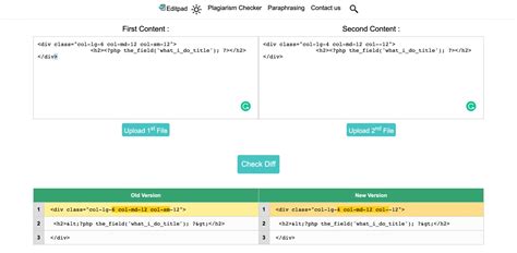 how can developers easily compare the two code files using online tools