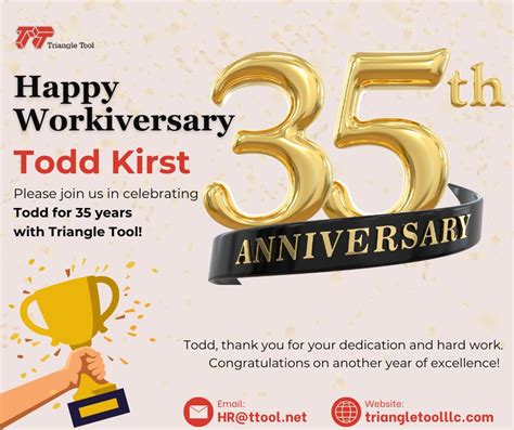 Todd Kirst Is Celebrating 35 Years At Triangle Tool This Week Yes You… Triangle Tool Llc