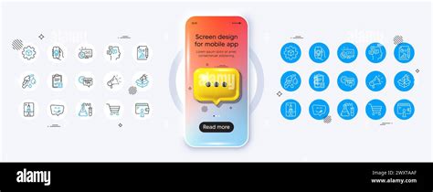 Chemistry Lab Accounting Checklist And Megaphone Box Line Icons For Web App Printing Vector