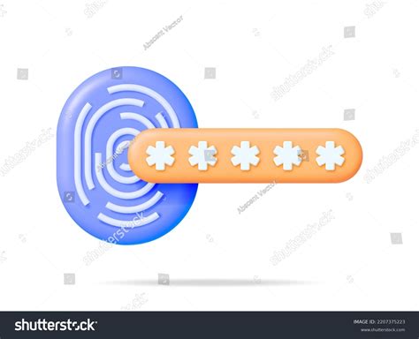 3d locked password field fingerprint render stock vector royalty free