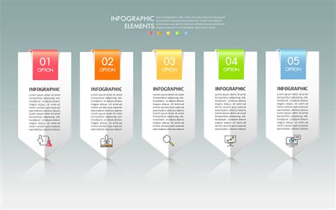 인포 그래픽 템플릿 5 옵션을 디자인하십시오 워크플로 레이아웃 다이어그램 숫자 옵션 타임라인 단계 인구 통계에 사용할 수 있습니다 0명에 대한 스톡 벡터 아트 및 기타