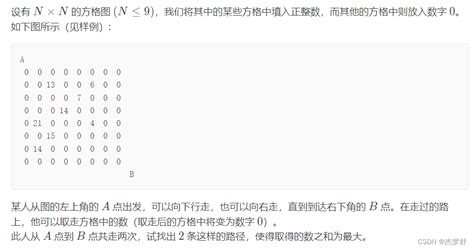 【题解】方格取数编程题 方格取数 Csdn博客