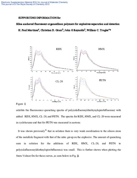 Pdf Silica Anchored Fluorescent Organosilicon Polymers For Explosives Separation And Detection