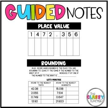Rounding Decimals Notes By The Classy Teacher TPT