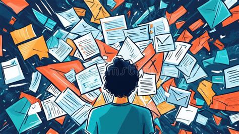 Person Overloaded With Information Facing Documents Files And Icons