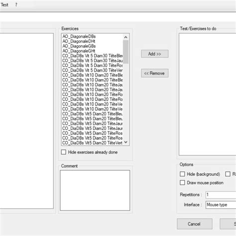 “run A Test” Window For Selecting A Patient Exercises And Starting A “run A Test” Window For Selecting A Patient Exercises And Starting A