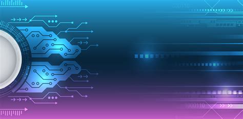 추상 파란색 하이테크 배경 이루어져 있는 와 인쇄 회로 기판 원 와 다른 기술적인 요소 디지털 통신 데이터 보호 미래 지향적