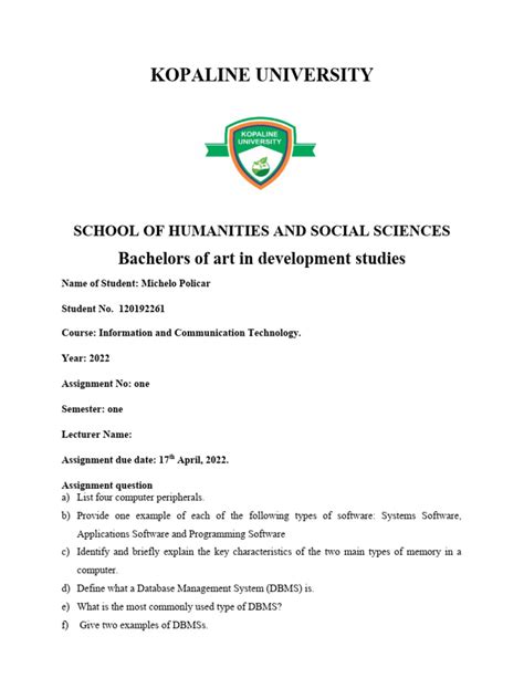 ict assignment 1 pdf computer data storage databases