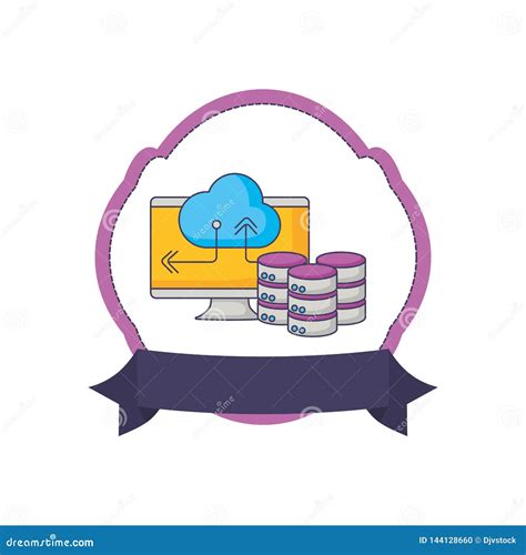 database storage computer cloud computing emblem stock illustration