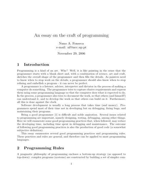 Programming Craft Essay Rules And Best Practices