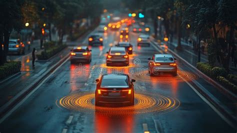 Traffic Flows Steadily Along A Smart Road Enhanced By Sensor Technology