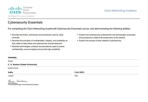 Yashika Yashika On Linkedin Cisco Netacad Ccna Cybersecurity