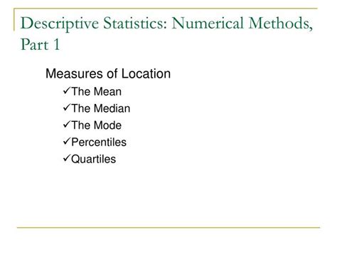 ppt descriptive statistics numerical methods part 1 powerpoint