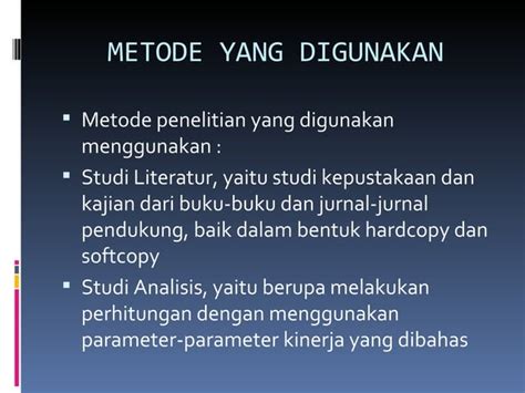 Analisis Kinerja Koneksi Jaringan Switch Ethernet Pada Local Ppt