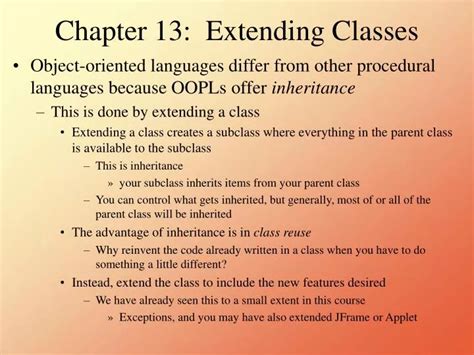 Ppt Chapter 13 Extending Classes Powerpoint Presentation Free Download Id5250