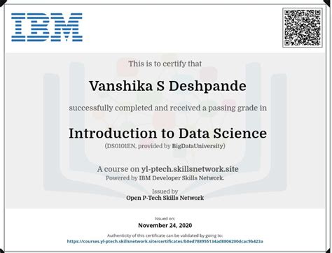 Vanshika Deshpande On Linkedin Ibm Datasciencecertification Ptech Dataandanalytics