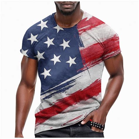 Ccpelsie Men Usa American Flag Patriotic Independence Day Short Sleeve