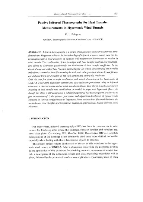 Pdf Passive Infrared Thermography For Heat Transfer Measurements In Hypersonic Wind Tunnels