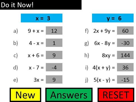 10 Substitution Questions Teaching Resources