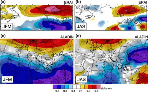 1a B Sea Level Pressure Standardized Anomalies For Erai Reanalysis In