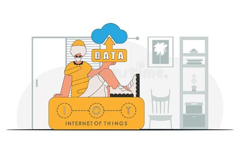Illustrationa Man Displaying A Cloud Storage Device In A Modern