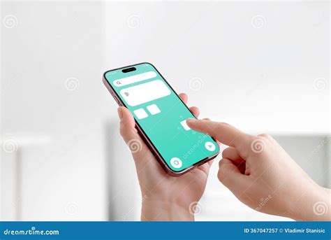 Finger Dragging Icons And Ui Elements On Smartphone Screen Concept Of Mobile App Royalty Free
