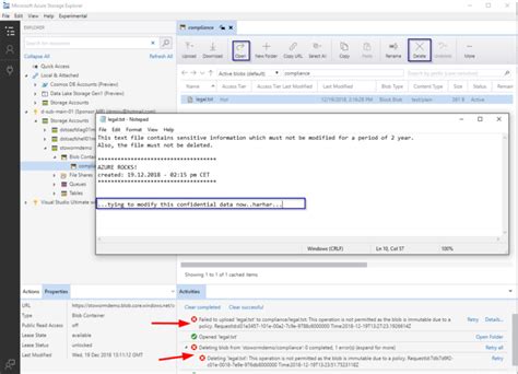 Immutable Worm Blob Storage On Azure