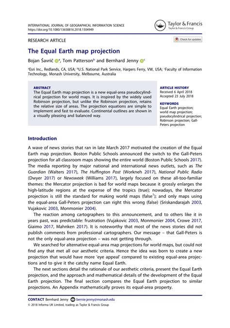 Pdf The Equal Earth Map Projection
