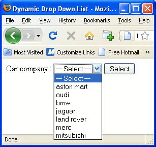 Dynamic Dropdown Menu