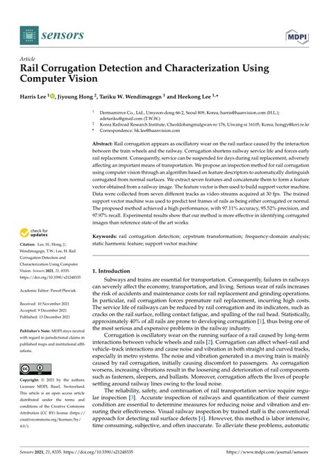 Pdf Rail Corrugation Detection And Characterization Using Computer Vision