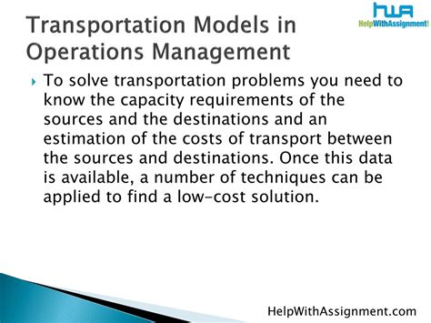 ppt transportation models in operations management from helpwith