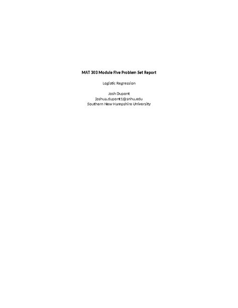 mat 303 josh dupont module five problem set report mat 303 module