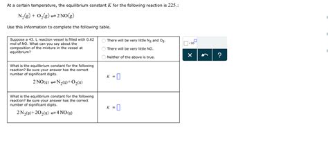 Solved At A Certain Temperature The Equilibrium Constant K