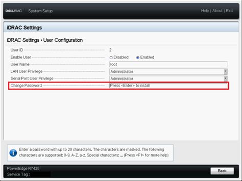 system setup idrac settings user configuration