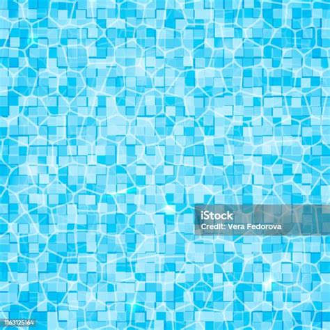 수영장 배경입니다 파도와 태양 눈부심이있는 수면의 상단보기 파란색 타일 바닥 여름 휴가 벡터 그림입니다 설계 프로젝트에 대한 템플릿을 쉽게 편집할 수 있습니다 경관에 대한