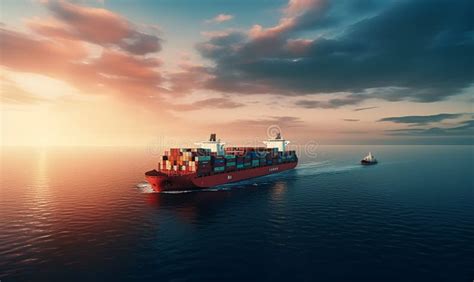 Import Export Container Ship On The Sea Ai Generative Stock Illustration Illustration Of