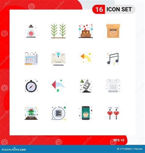 Ensemble De Couleur Plat Dinterface Mobile De 16 Pictogrammes Darchive Bleues De Couples De