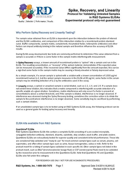 Why Perform Spike Recovery And Linearity Testing Pdf Elisa Biology