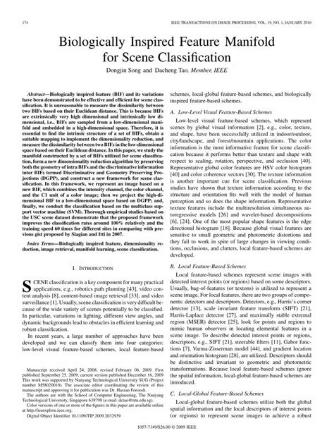 Pdf Biologically Inspired Feature Manifold For Scene Classification