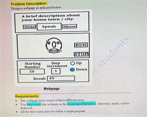 solved problem description design a webpage as indicated
